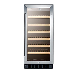 Summit SWC1535B 15" Built-In Undercounter Glass Door Wine Cellar with Lock and Digital Controls, Glass/Black