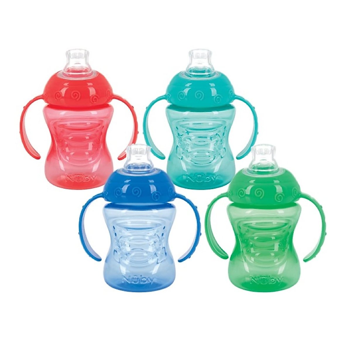 Nuby No-Spill Super Spout Grip N' Sip 4M+ - 4 Count (ASSORTED COLORS)