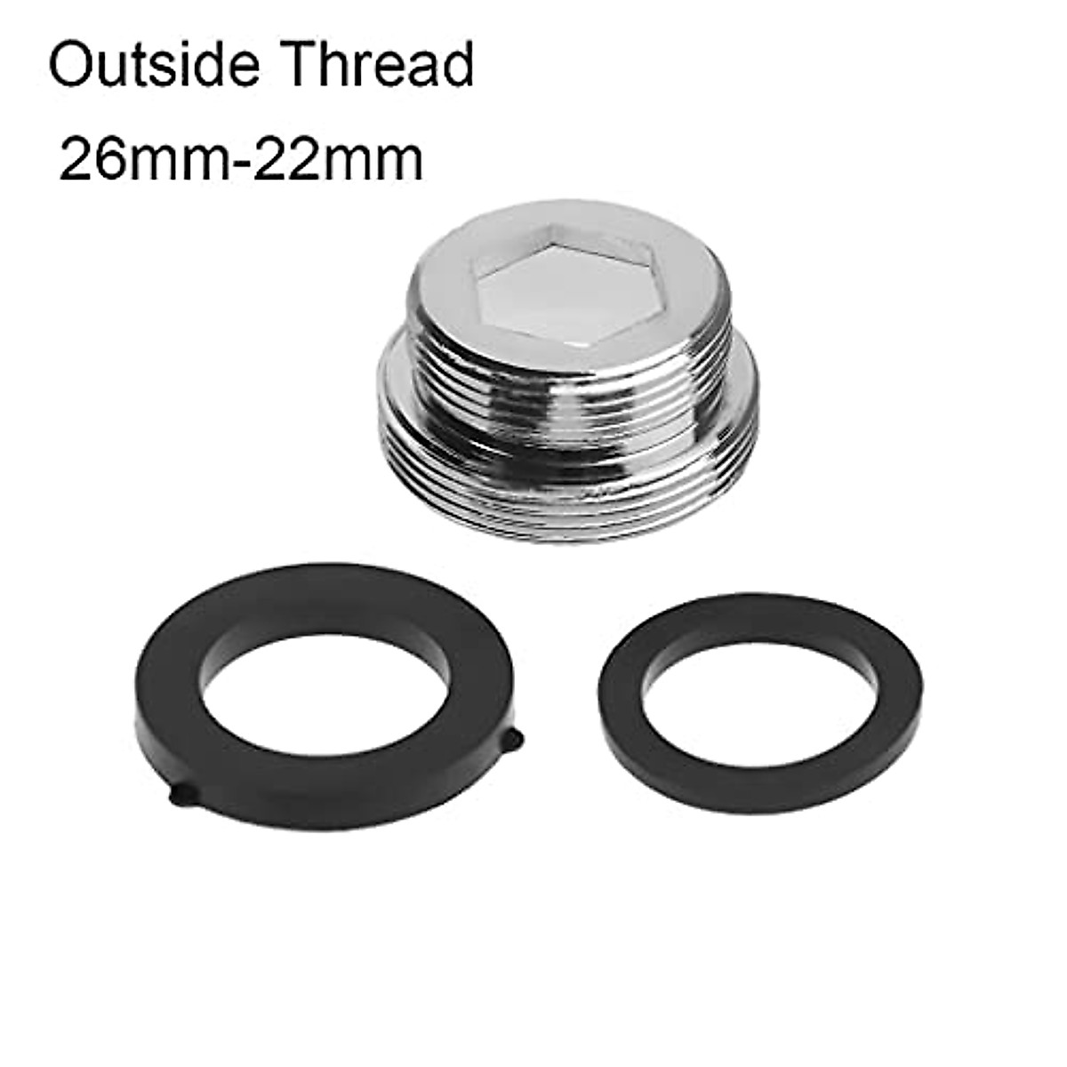 Tap Aerator Connector Outside Thread Water Saving Adaptor with Gasket, for Kitchen Faucet 16/18/20/22/24/28/mm to 22mm (Size : Outside 26mm 22mm)