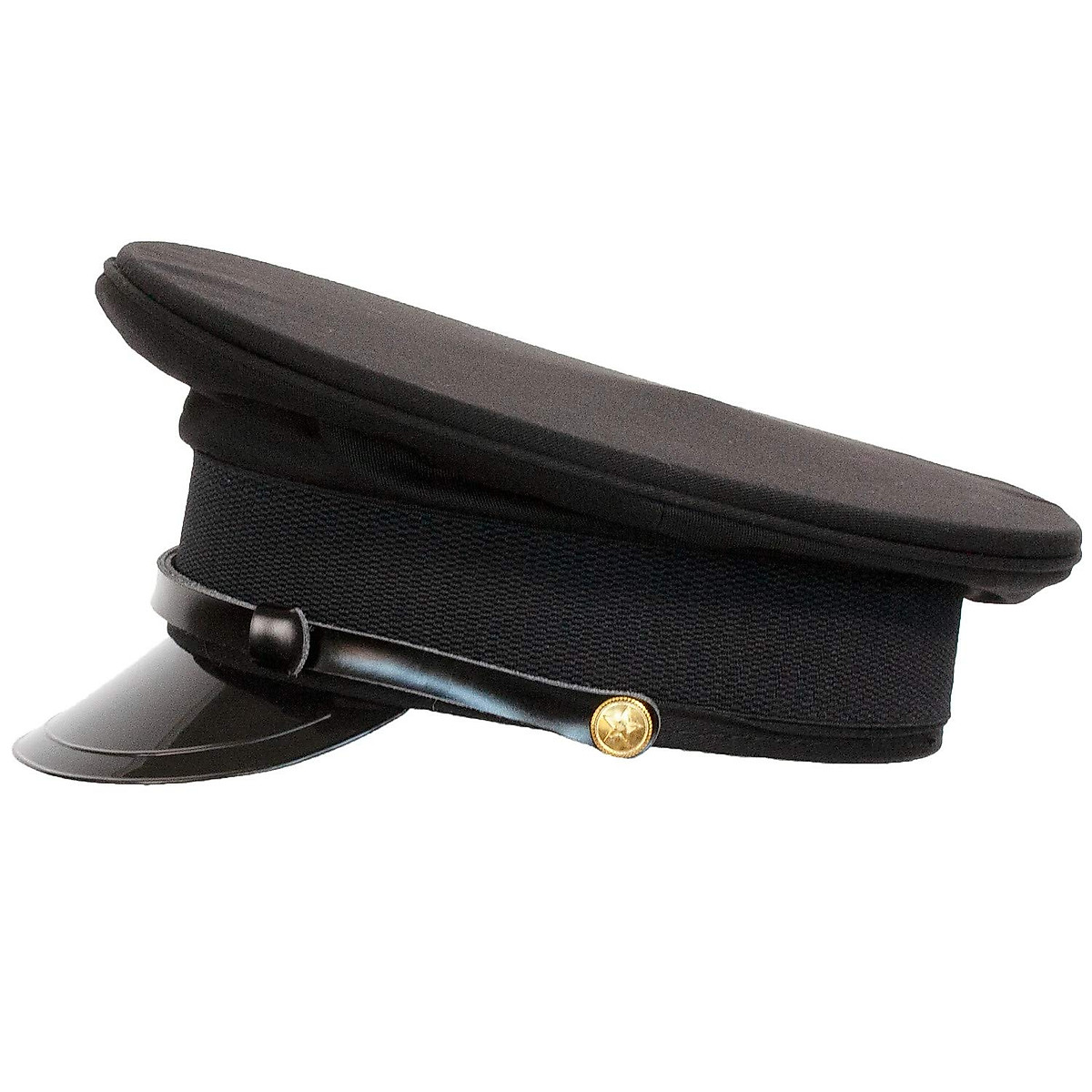 Levine Hat Men's Deluxe Chauffeur Limousine Driver Hat Fitted Quality Doorman Cap (Large - fits 7 1/4 to 7 3/8, Black)