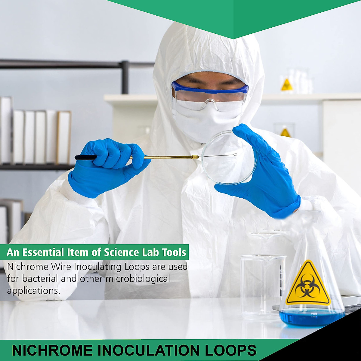 Edu-Labs Reusable Inoculating Loop with Unique Replaceable Nichrome Needle Tip Inoculation Rings Inoculation Rod for Lab (Replaceable Loops with Handle)