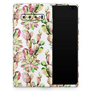 DesignSkinz Watercolor Cactus Succulent Bloom V2 Protective Vinyl Decal Wrap Skin Cover Compatible with The Samsung Galaxy S20 (Screen Trim & Back Glass Skin)