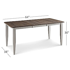 Carol's Inspirations 7 Piece Solid Wood Dining Room Set | 38x64 Inch Farmhouse Kitchen Table with 6 Wooden Chairs | Brown and White Farmhouse Table with Eased Edge and Distressing | Made in USA