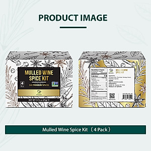 Soeos Mulled Wine Spice Kit, 2.96 oz (0.74 oz*4), Six Premium Spices, Mulled, Wine Spice Kit, Cooking Gadgets Holiday Gifts, Wine Gifts for Women, Christmas Gift Ideas