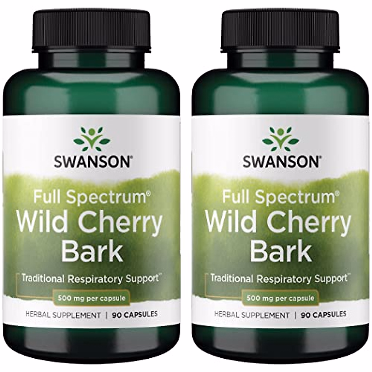 Swanson Full Spectrum Wild Cherry Bark Respiratory System Support 500 Milligrams 90 Capsules (2 Pack)