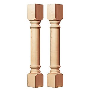 35 1/2-inch H 5-inch W 5-inch D Cabinet Columns, Btowin 2Pcs Unfinished Tapered Rubberwood Replacement Island Legs for Large Dining Table & Kitchen Table