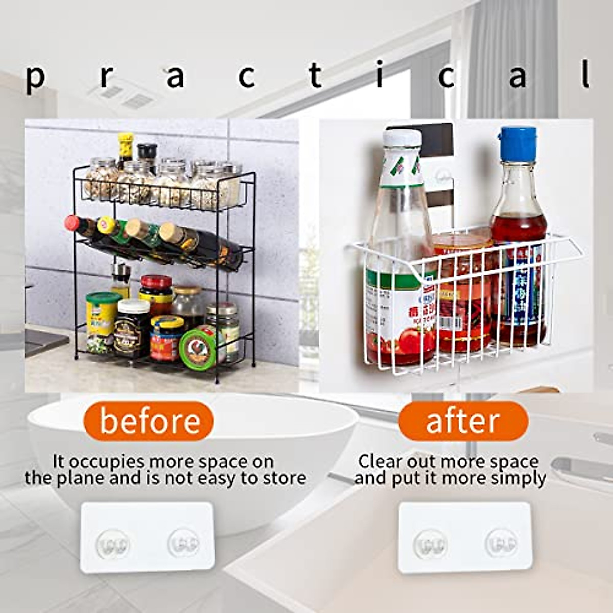 10 Pcs Shower Caddy Adhesive Replacement Strong Sticker Hooks No Punching for Bathroom Shower Caddy Soap Dish Holder Kitchen Basket Shelf(Double Hook)