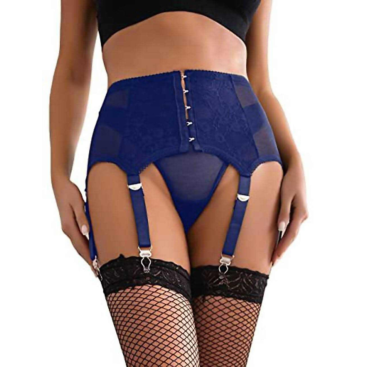 Love Salve Lingerie for Women - Sexy 2-Piece Garter Belt Set with Lace & Adjustable Straps - Valentine's Day Lingerie Women - Garter Belt with Stockings for Women - Perfect Fit & Curves Enhancement