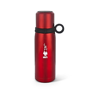 Bialetti - Stainless-steel Water Bottle 15,55oz with Lid/Cup: Double-Layered Vacuum Insulated, Keeps Drink Cold for 24 Hours and Hot for 12 Hours, Grey