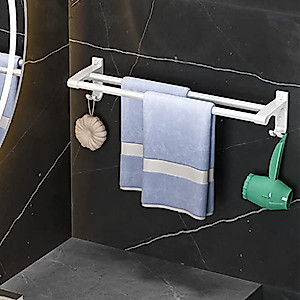 Bath Towel Bar White Towel Rack, Space Aluminum Towel Rail, Double Rod Toilet Towel Rail, Bathroom Hanger Bar Towel Holder (Color : 60CM)