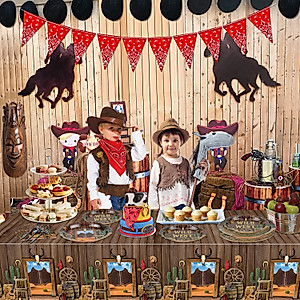 Hegbolke Western Party Decorations - 81 Pcs Plates, Napkins, Western Tablecloth, Black Forks Set for Western Birthday Party Decorations Western Party Supplies, Serve 20