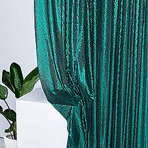 2×8FT-2PCS Hunter Green Sequin Backdrop Curtains Panels, Christmas Green Photography Backdrop Glitter Curtains Fabric Background for Christmas Wedding Party Decor