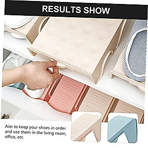 USHOBE 4pcs Double Layer Shoe Tray Sneaker Holder Clear Shoe Rack Shoe Rack Organizer Sneakers Holder Shoe Rack Holder Shoes Slots Rack Shoes Rack Shoes Shelf Storage Blue Pp Bracket