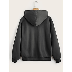 SOLY HUX Women's Zip Up Y2k Hoodies Jacket Star Print Graphic Drawstring Long Sleeve Sweatshirt Dark Grey Star S