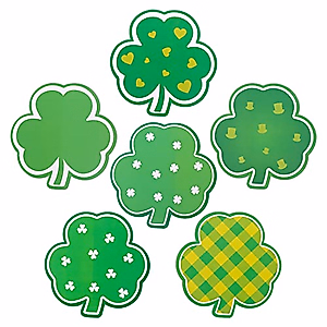36 Pcs Shamrocks Clover Cut-Outs for St. Patrick's Day Classroom Party Decoration