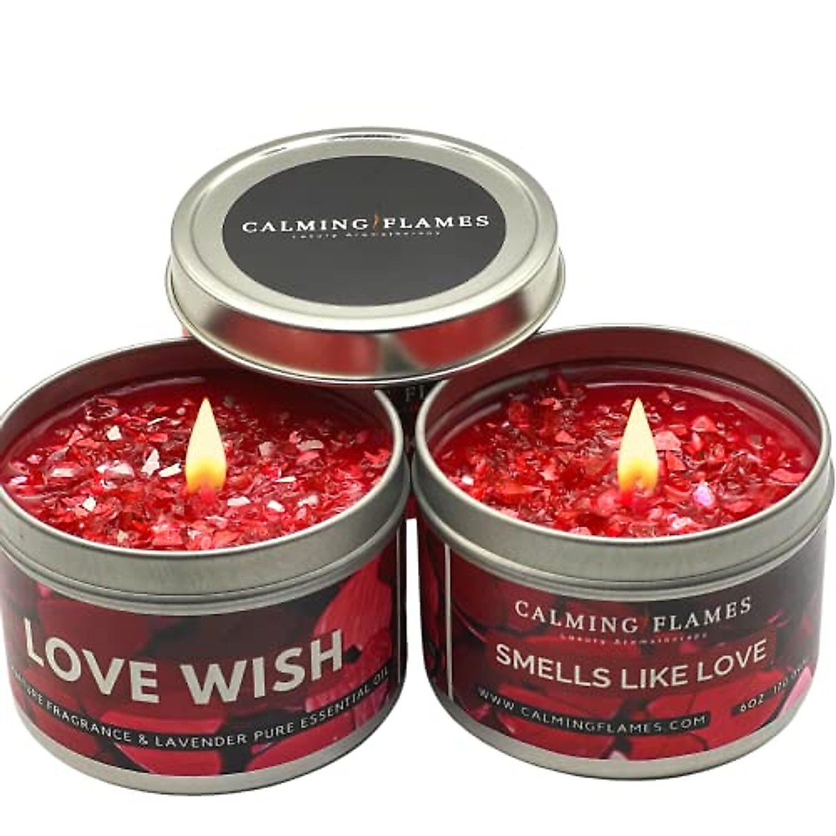 LOVE WISH CANDLE | Rose Petals Scented Candles | CANDLES FOR HOME SCENTED | Lavender | LONG LASTING FRAGRANCE | LOVE CANDLE | Handcrafted in USA | Up to 25 Hour Burn Time (Premium Wax Blend, 6oz)