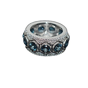 Women's Beautiful Natural Blue Topaz Gemstone Designer Ring 925 Sterling Silver Something blue, Sky blue, Wedding Band, Elegant Eternity Ring For Wedding/Marriage/Fastival/Annyversary (Size:-9)