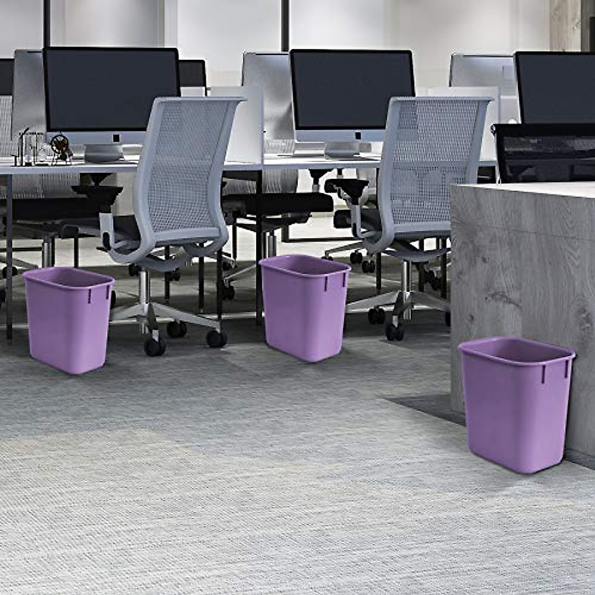 Acrimet Wastebasket Bin 13QT (Plastic) (Purple Color) (Set of 4)