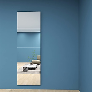 cyhqo Unbreakable Full Length Wall Mirror Cheap,Over The Door Mirror,48"x12" (4Pcs 12"x12"),Made of Shatterproof Plexiglass Acrylic,Long Mirrors for Bedroom Closet,Workout for Home Gym Body