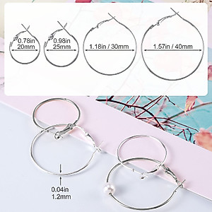 PAGOW 96Pcs Earring Hoops for Jewelry Making, Hypoallergenic Alloy Round Earrings Finding, Silver Open Beading DIY Earrings Craft Art Accessories