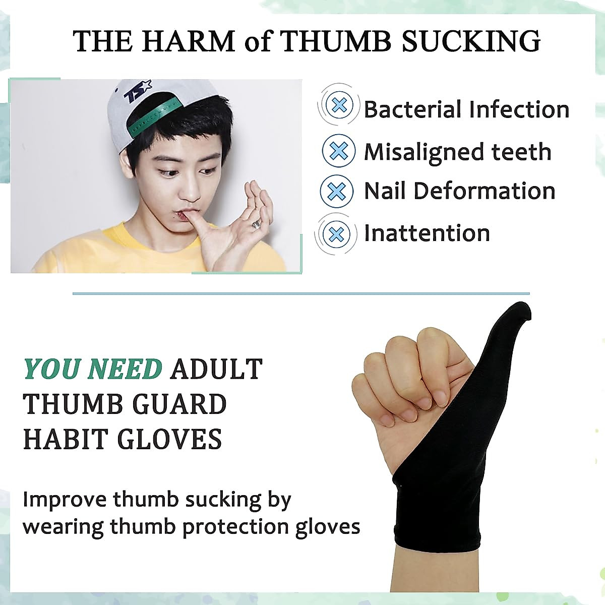 2 Pairs Adult Thumb Sucking Guard Gloves Finger Gloves for Finger Sucking Stop Nail Biting Prevention Skin Picking Thumb Sucking and Hair Pulling
