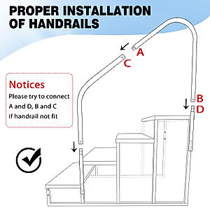 Swimming Pool Ladder above Ground, RV Steps with Handrail, Heavy Duty Pool Step Hot Tub Steps, 660 lbs Weight Capacity Camper Step Stool Mobile Home Stair for Getting High (4 STEP, 2 HANDRAIL)