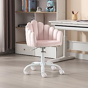 HEAH-YO Swivel Kids Chair Set of 1, Adjustable Kids Desk Chair with Armrest and Back, Cute Kids Task Chair with Wheels for Boys and Girls, Pink