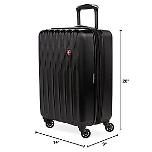 SwissGear 8018 Hardside Expandable Luggage with Spinner Wheels, Black, Carry-On 20-Inch