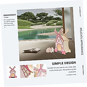Mipcase 3pcs Hamster Windmill House Squirrel Toys Chinchilla Toys Guinea Pig cage Accessories Hamster Castle House Hamster cage Accessories Hamster Tunnel Wooden Rat Hideout Rat Supplies