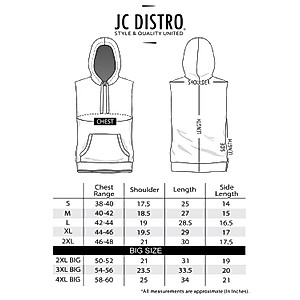 JC DISTRO Men's Soft Lightweight Hoodie Long Sleeve/Sleeveless Big CHARCOAL X-LARGE