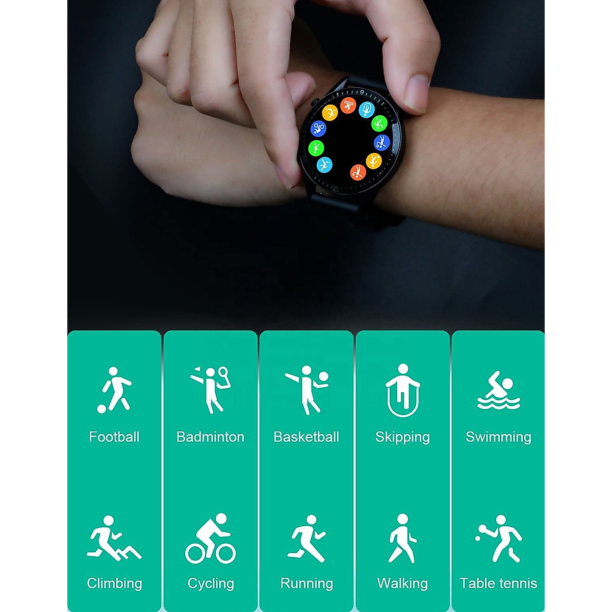 Mens Smart Watch IP68 Waterproof, Health Monitor, Smart Clock Fitness Sports, Multifunctional Smart Watch for Women Men