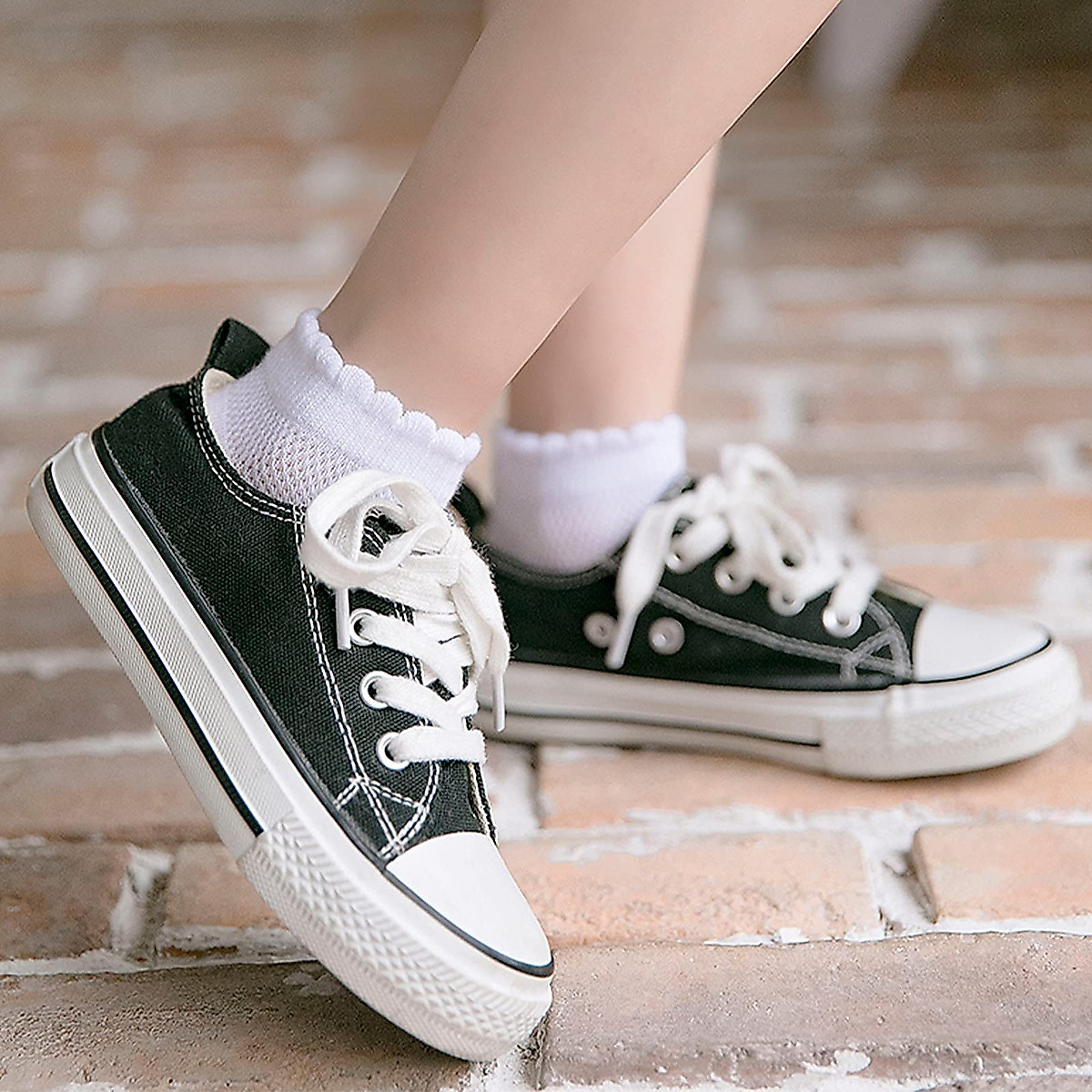 Looching 5 Pack Baby Girls Boys Mesh Thin Socks Cotton White Kids Toddler Soft No Show Ankle Socks 1-12T Kids