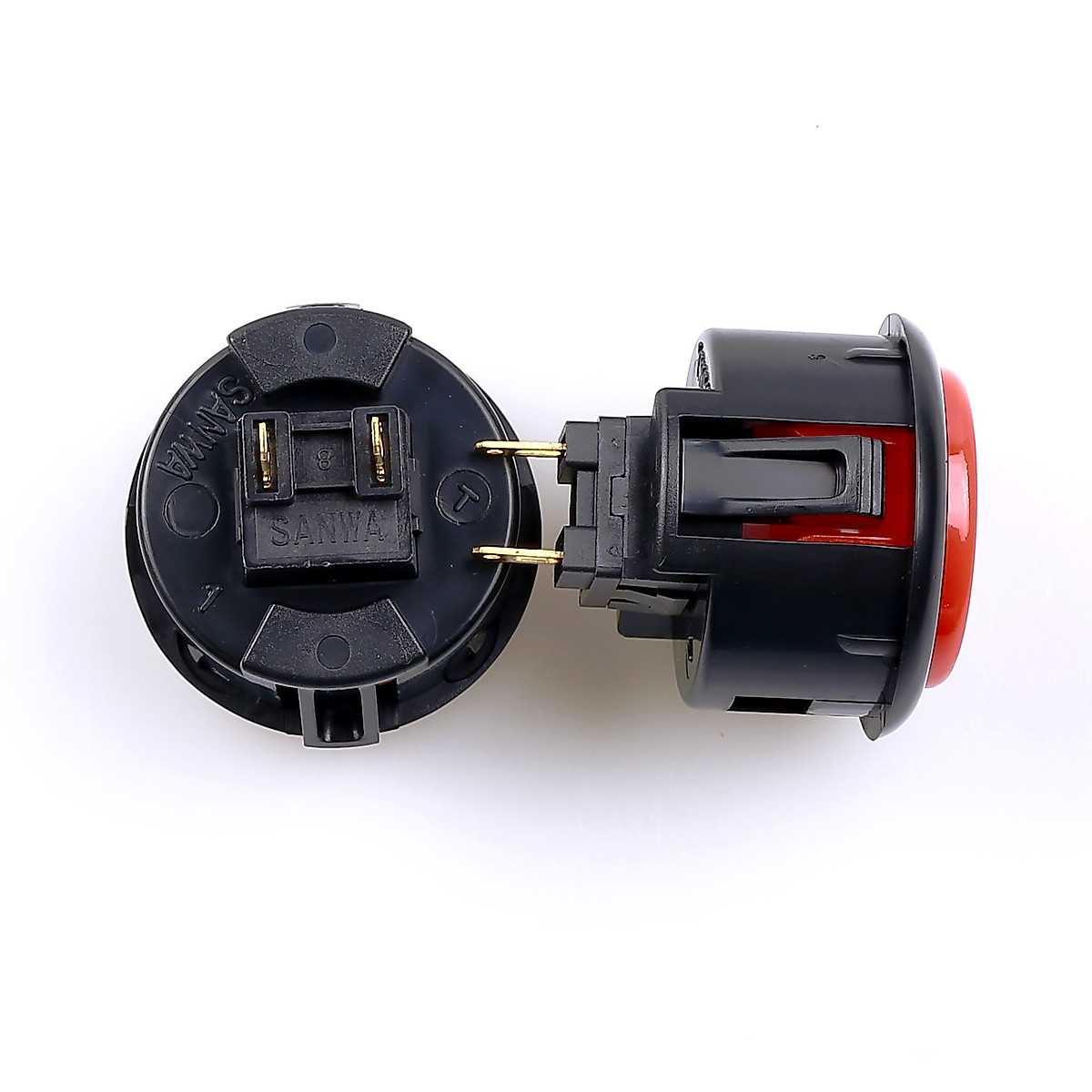 Sanwa 6 pcs OBSF-30 Original Push Button 30mm - for Arcade Jamma Video Game & Arcade Joystick Games Console (Black & Red) S@NWA