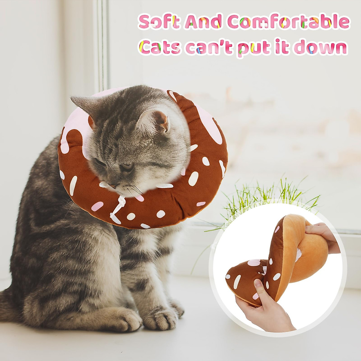 GGSTDDUP Cat Cone Collar Soft Cat Recovery Collar Adjustable Cat and Dog Cone Postoperative Recovery Collar Elizabethan Collar for Cats and Small Dogs(Brown S)