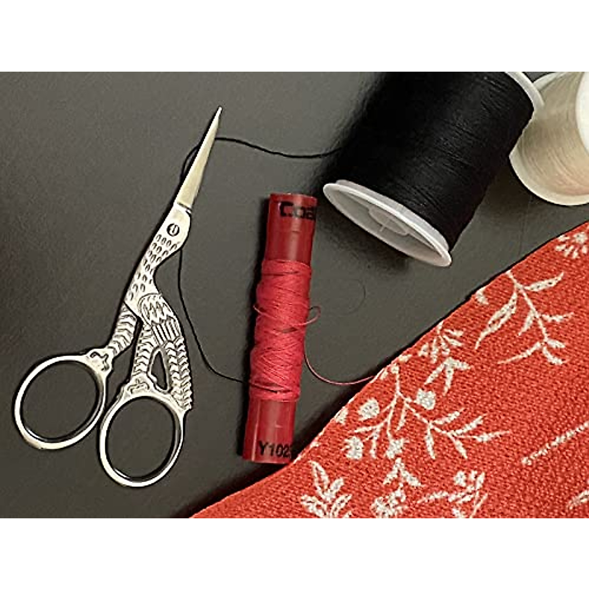 2 Stainless Steel Professional Embroidery Scissors Sharp Stork Scissors for Sewing Crafting Needlework DIY Multipurpose Dressmaker Eyebrow Trim Small 3.6” Shears Crane Scissors
