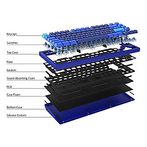 Keychron Q1 RGB Wired Custom Mechanical Keyboard, 75% Layout QMK/VIA Programmable Macro with Hot-swappable Gateron G Pro Red Switch Double Gasket Compatible with Mac Windows Linux (Blue) -Version 2