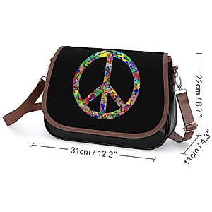 FunnyStar Peace Sign Women's PU Leather Purses Soft Crossbody Bag Shoulder Handbags