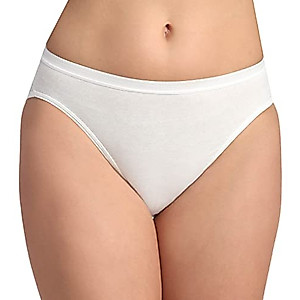 Fruit of the Loom Women's 3 Pack Cotton Hi-Cut Brief Panty, White, 9