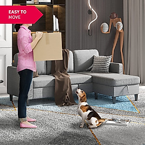 MUZZ 78” Sectional Sofa with Movable Ottoman, Free Combination Sectional Couch, Small L Shaped Sectional Sofa with Storage Ottoman, Modern Linen Fabric Sofa Set for Living Room (Light Grey)