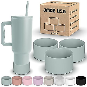 Jmoe USA 3-Pack Boot Sleeve Covers for Simple Modern 40oz & 30oz Trek Tumbler With Handle | Travel Mug | Protects Against Dents & Scratches | Fits Summit Bottles | Soft Silicone (Sea Glass Sage)