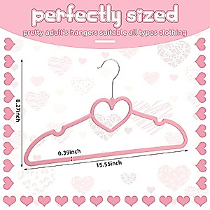50 Pieces Cute Heart Hangers with 360 Degree Swivel Hook Heavy Duty Clothes Hanger Adult Coat Hangers for Jackets, Pants, Shirts, Suit, Dress Room Closet Decor(Pink,Plastic)