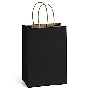 BagDream Kraft Paper Bags 25Pcs 5.25x3.75x8 Inches Small Paper Gift Bags Shopping Bags, Kraft Bags, Party Favor Bags, Black Gift Bags with Handles Bulk