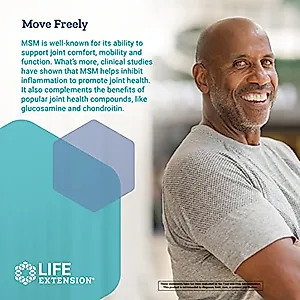 Life Extension MSM 1000 mg - Joint Health Supplement For Adults - Support Muscle, Joints, Knee and Cartilage Health For Mobility, Strength, Relief - Gluten-Free, Non-GMO - 100 Capsules