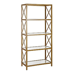 Celine 30'' Wide Rectangular Bookcase in Brushed Brass