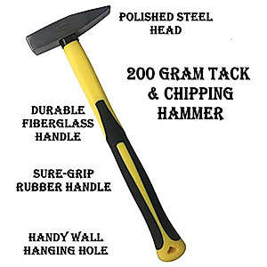 Benchmark - 3 Piece Hammer Set; 16 OZ. Claw Hammer, Tack Hammer; Rubber Mallet (Double SIded); Shock Absorbing Rubber Grips, Durable Fiberglass Handles And Polished Steel Heads