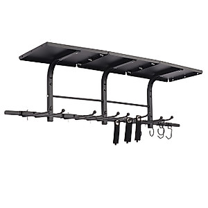 lukar Garage Tool Organizer Wall Mount, Adjustable Garage Tool Storage Rack, Garden Tool Storage Rack with 6 Hooks, Max 290 lbs Garage Storage for Garden Tools,Chair, Broom,Shovels, Trimmers.