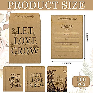 150 Pcs Wedding Favors Seed Packets Seed Envelopes Let Love Grow Kraft Packets Self Adhesive Small Flower Seed Coin Storage Packets for Guests Garden Wedding 2.25 x 3.25 Inches (Kraft)