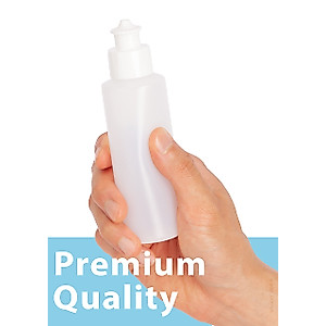 JUVITUS 6 oz Clear Natural Refillable Plastic Squeeze Bottle with White Push Pull Cap Dispenser (12 Pack)