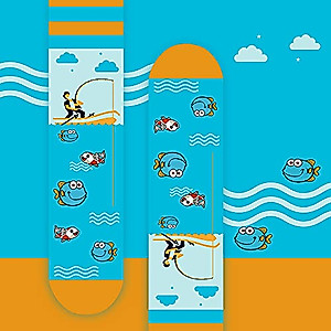 AGRIMONY Funny Fishing Socks for Men Teen Boys-I’d Rather Be Fishing Fun Novelty Funky Cool Crazy Silly Crew Socks-Valentines Day Funny Fisherman Fishing Gifts Christmas Stocking Stuffers