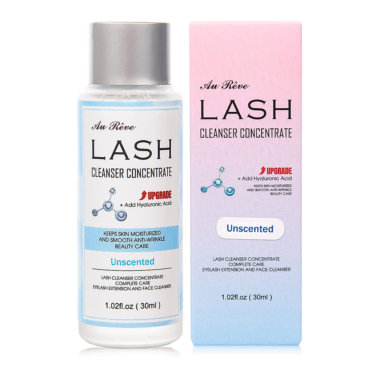 AuReve Lash Shampoo Concentrate 30ml Lash Cleanser Concentrate Add Hyaluronic Acid Oil-Free Lash Extension Shampoo Perfect for Salon，Unscented